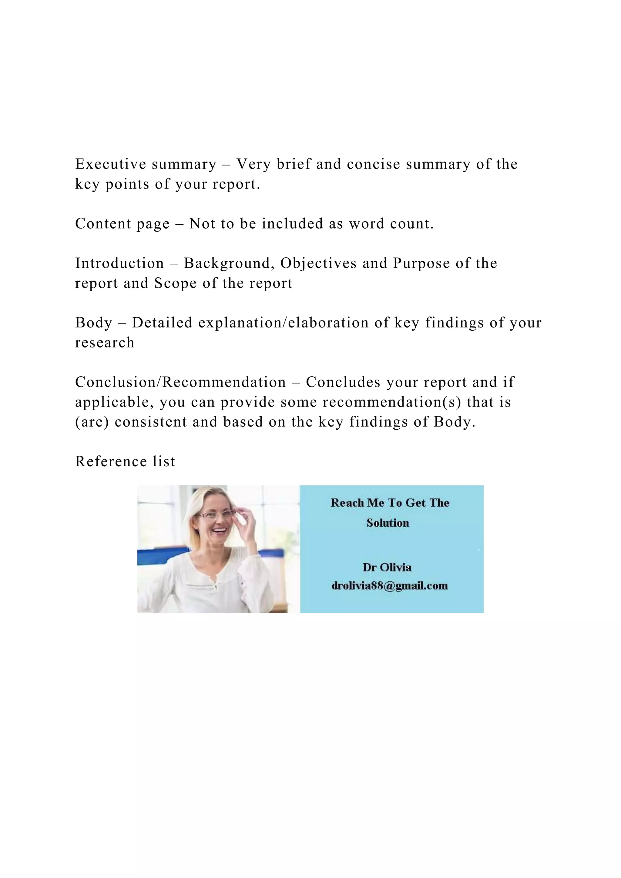 Executive summary – Very brief and concise summary of the key .docx