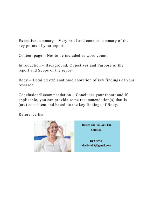 Executive summary – Very brief and concise summary of the key .docx