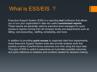 Executive support system [ess] itm project, by romeo mba first sem | PPTX