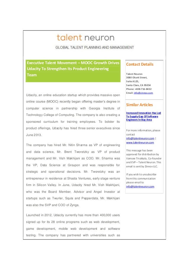 Executive talent movement – mooc growth drives udacity to strengthen ...
