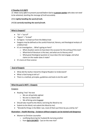 Exegesis teaching notes | PDF