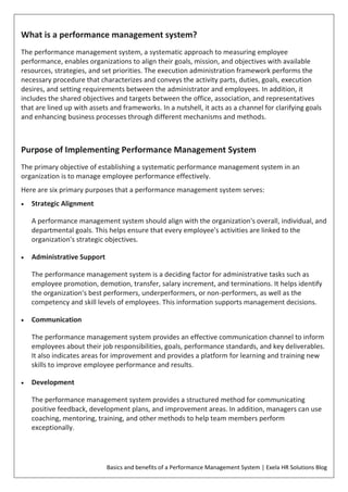 Basics and benefits of a Performance Management System | EHRS Blog | PDF | Human Resources ...