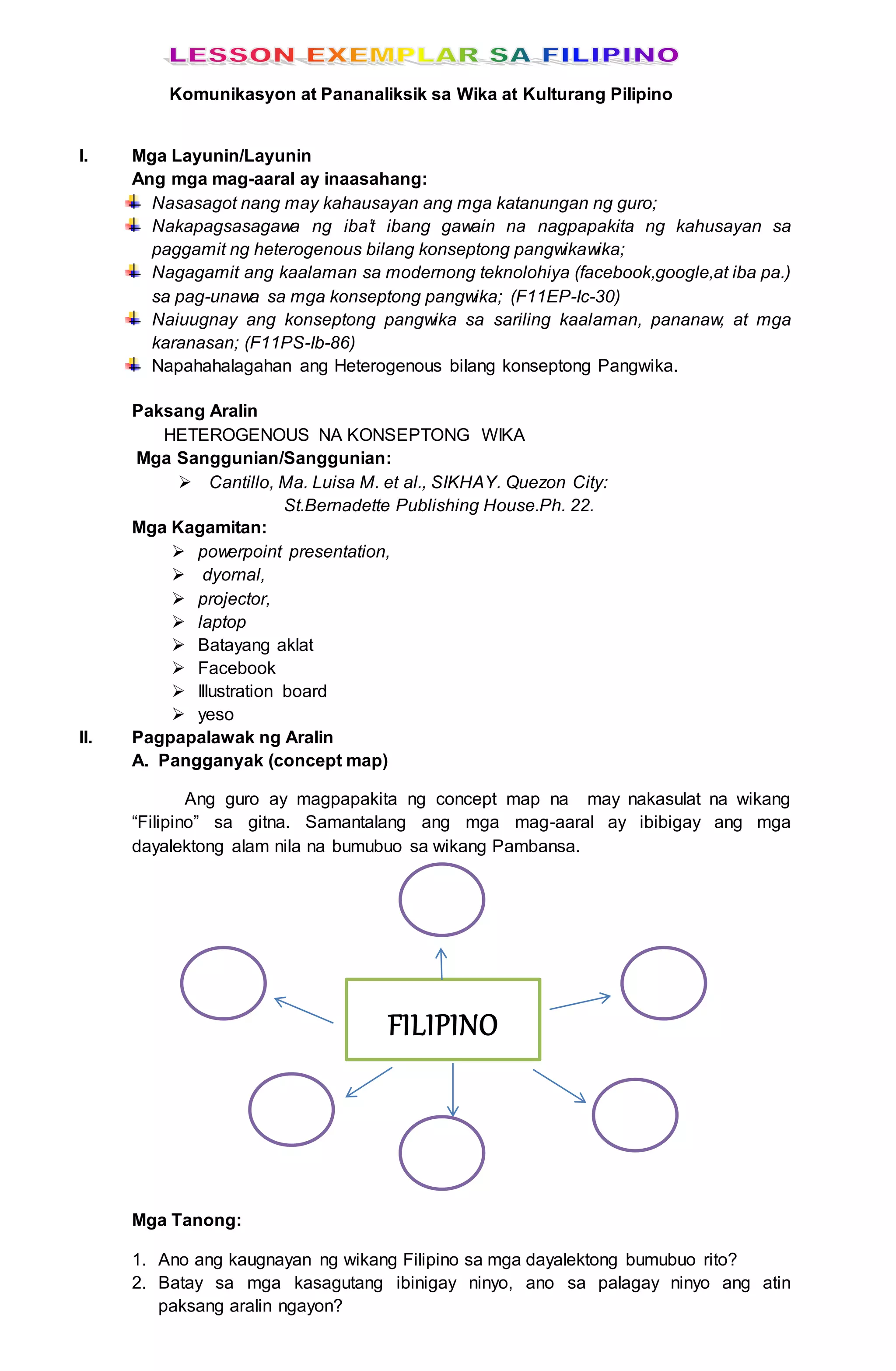 Lesson Exemplar sa Filipino 11 | DOCX