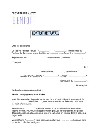 Example of contract (french) | PDF
