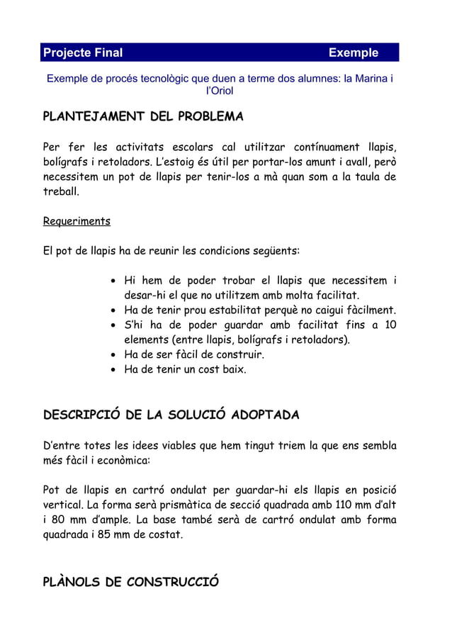 Exemple projecte final | PDF