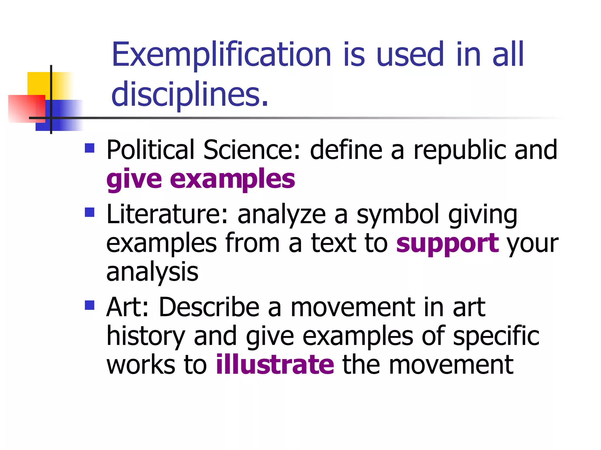 Exemplification Eng 1 A 2005 | PPT