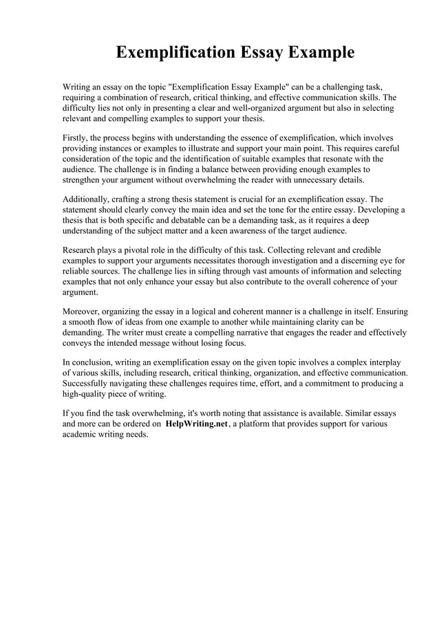 Exemplification Essay Example.pdf | Homework and Study | Education