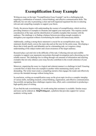 Exemplification Essay Example | PDF