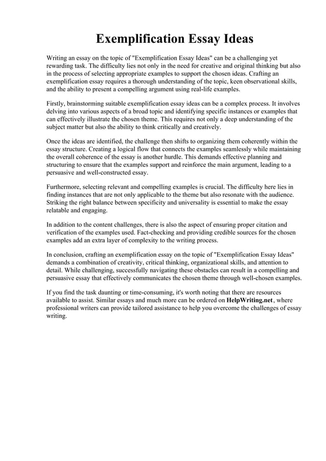 Exemplification Essay Ideas | PDF