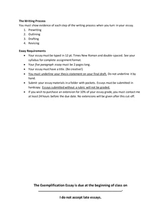 Exemplification Essay Prompt | PDF