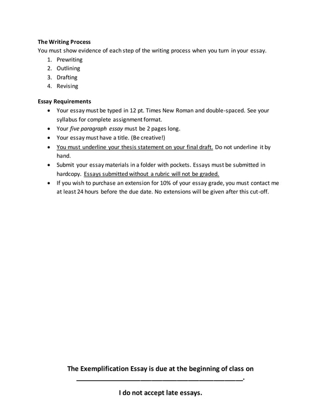 Exemplification Essay Prompt | PDF