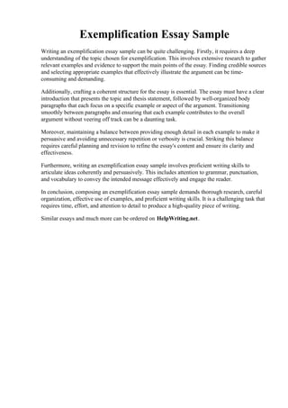 Exemplification Essay Sample | PDF