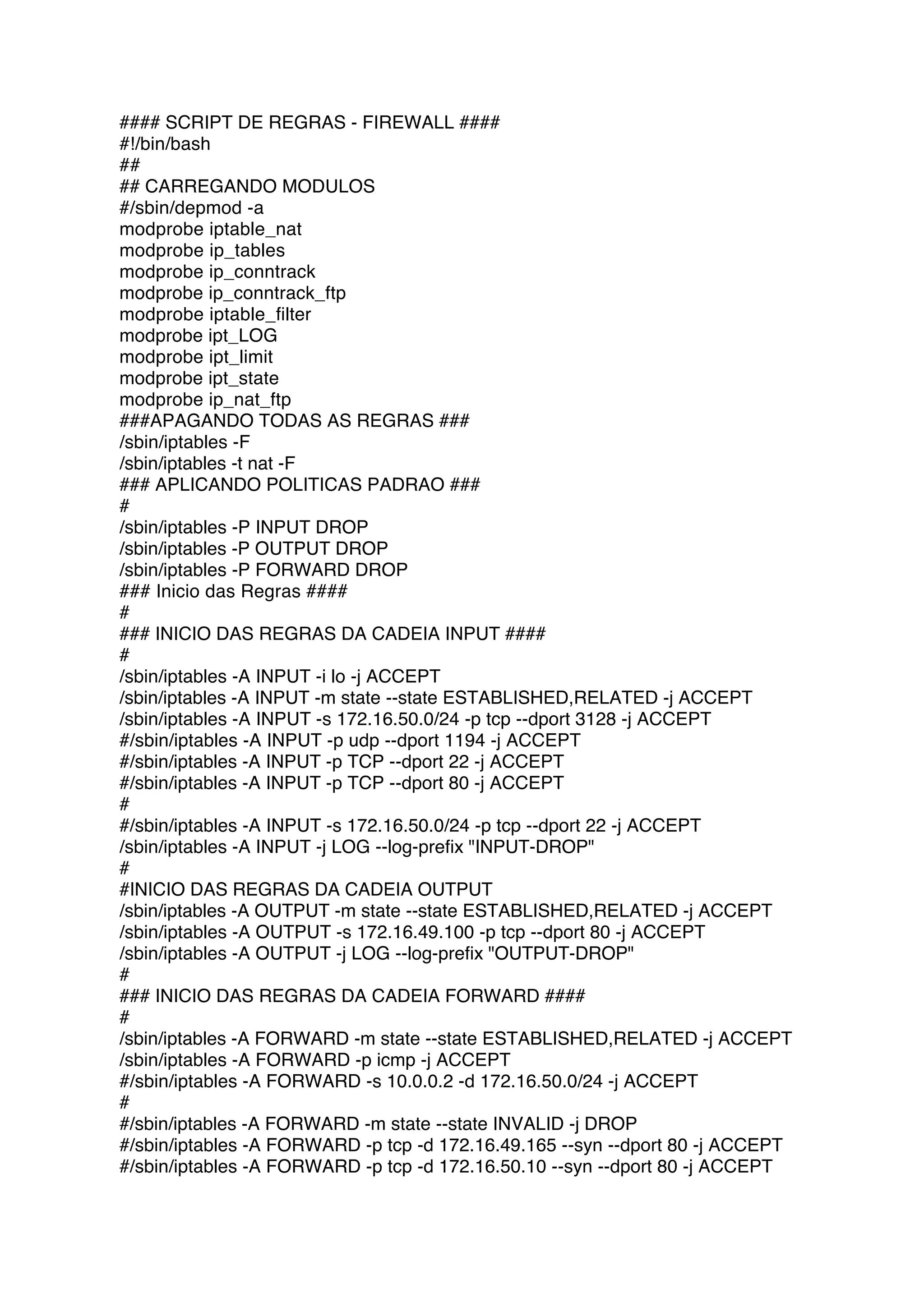 Exemplo de Script Iptables | PDF
