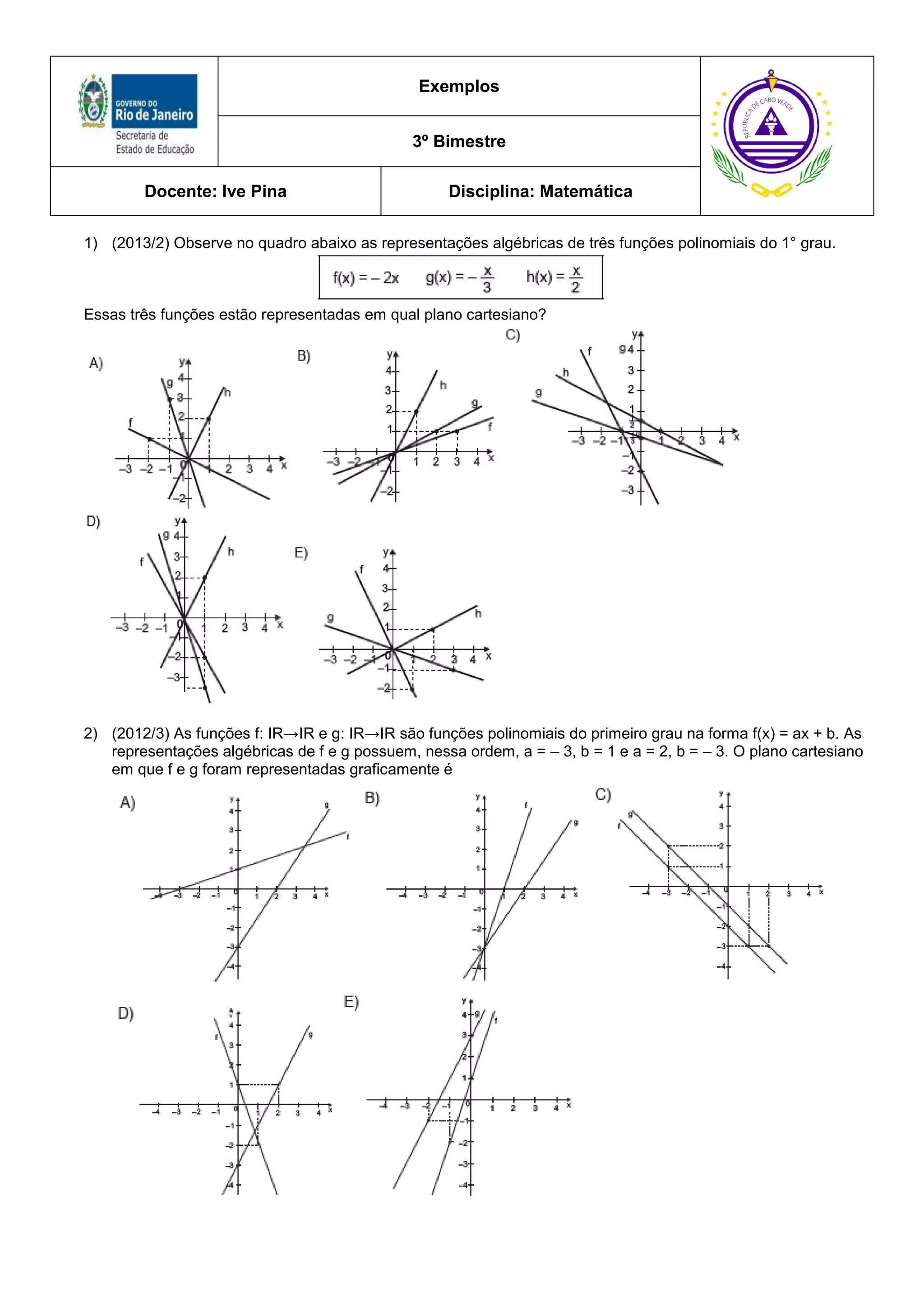 Exercicios Função Afim Pdf - RETOEDU Exercicios Função Afim Pdf - RETOEDU
