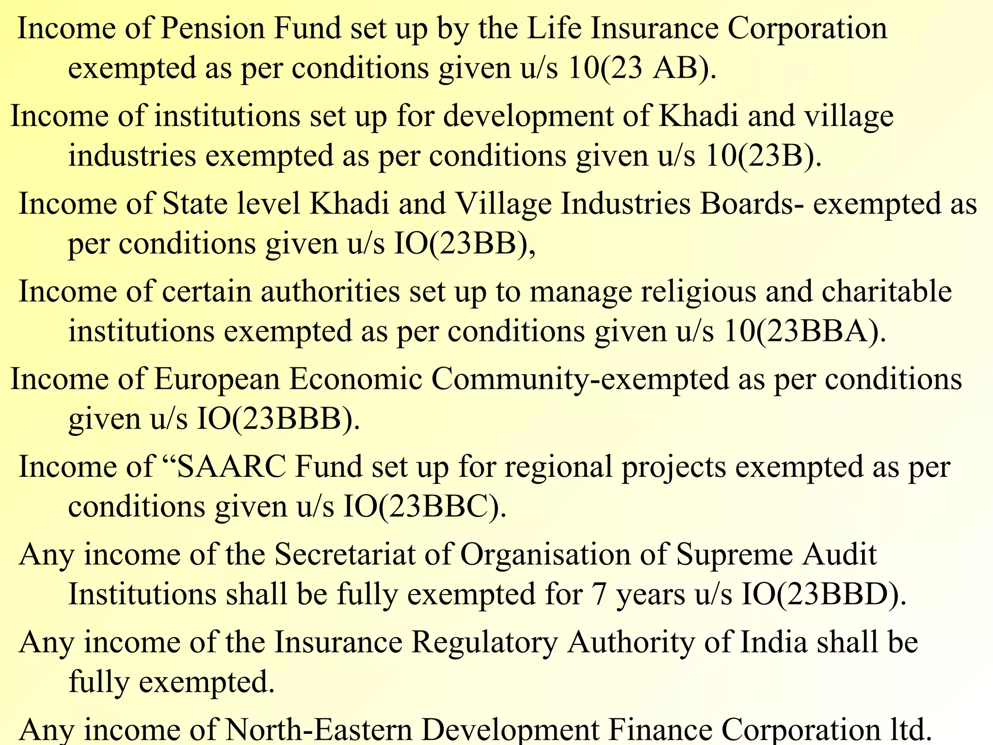 Exempted Incomes | PPT
