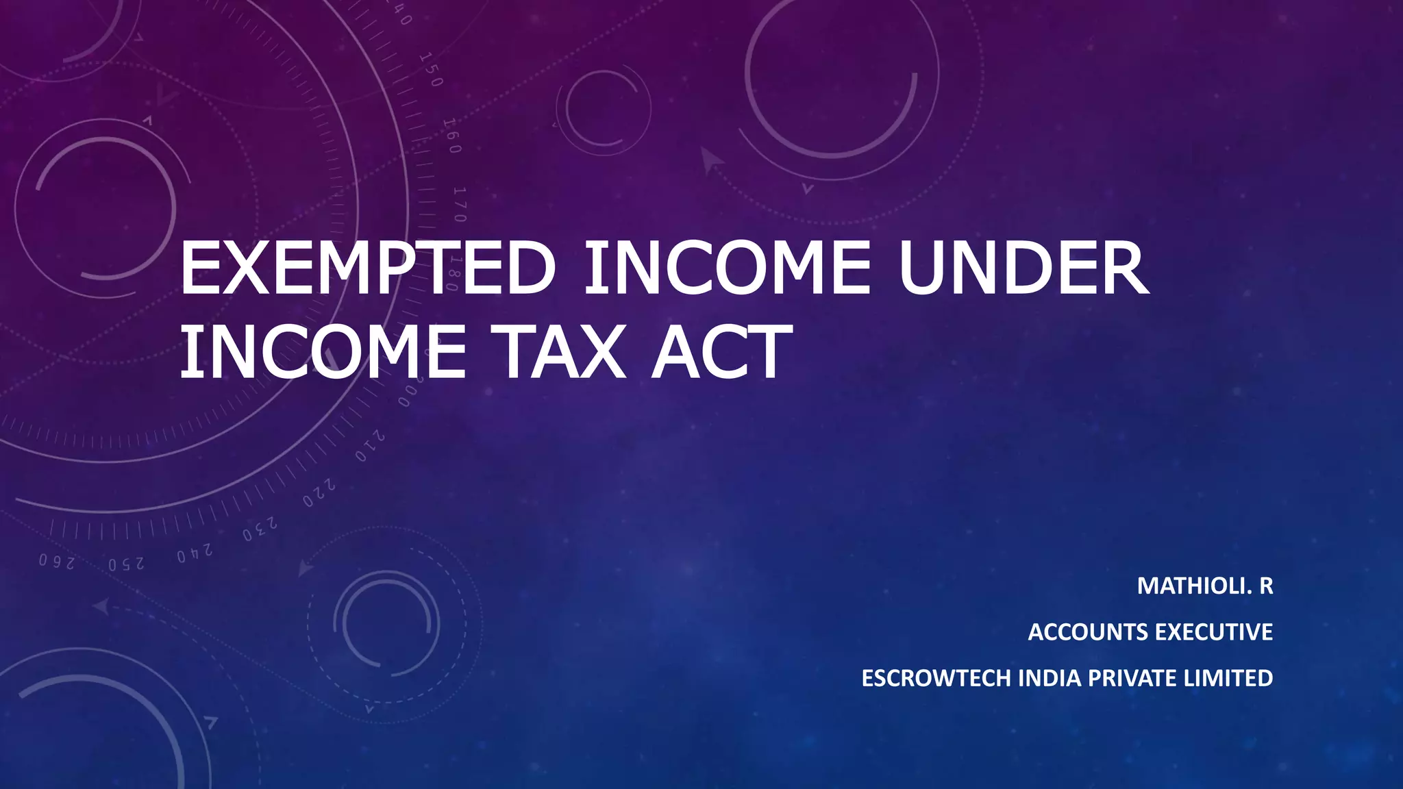 Exempted income under income tax act | PPTX