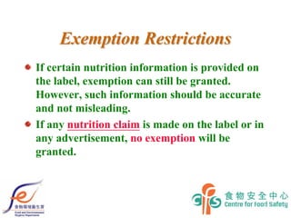 Exemption from Nutrition Labelling under Small Volume Exemption Scheme ...