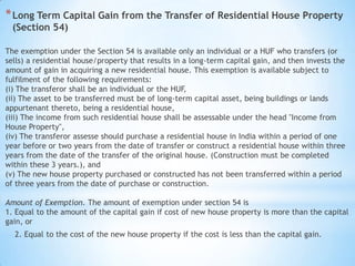 Exemptions from capital gains under sections 54, | PPTX