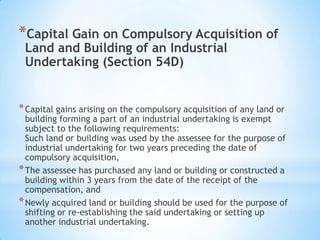 Exemptions from capital gains under sections 54, | PPTX
