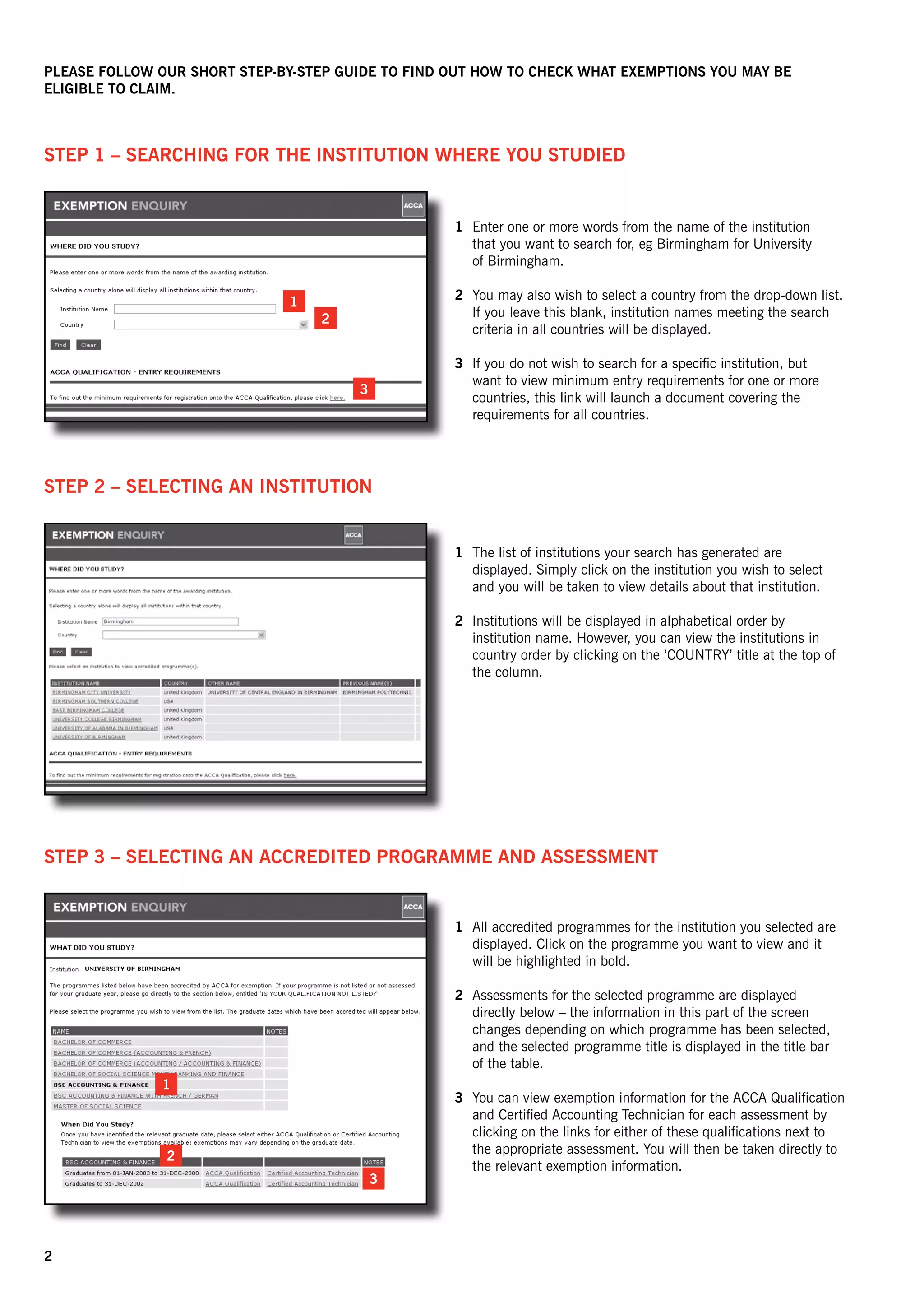 Exempt user guide ACCA | PDF