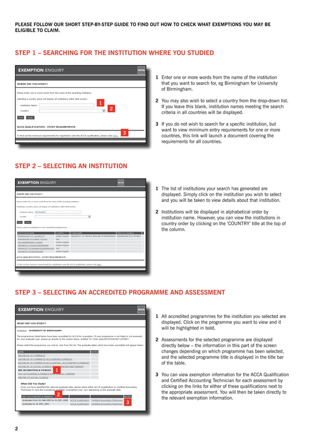 Exempt user guide ACCA | PDF