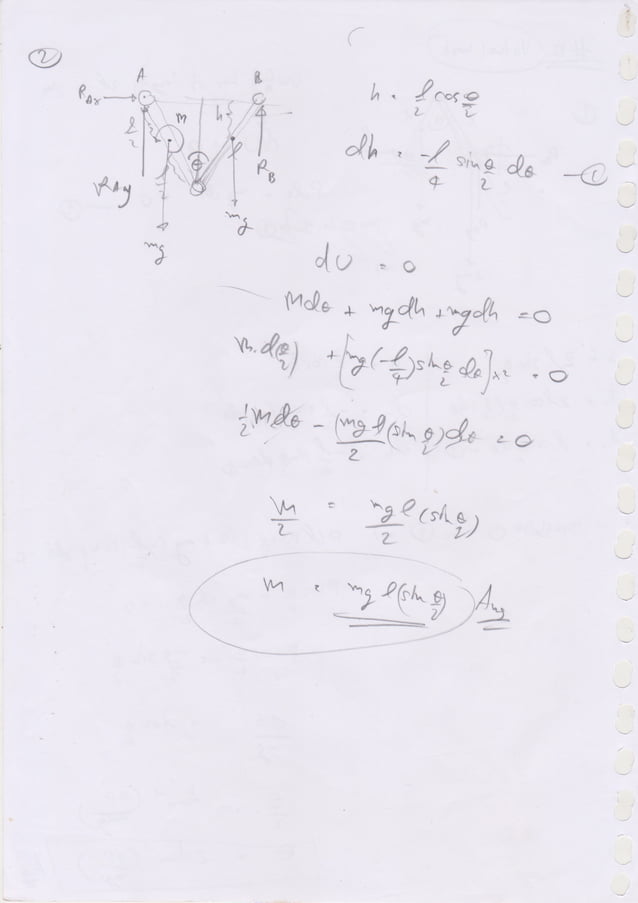 เฉลยแบบฝึกหัดวิชาStatic_สถิตย์ศาสตร์ Virtual work | PDF