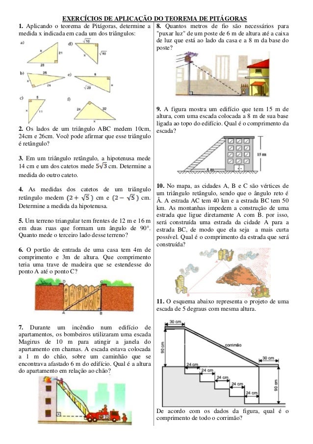 Exercícios Do Teorema De Pitágoras