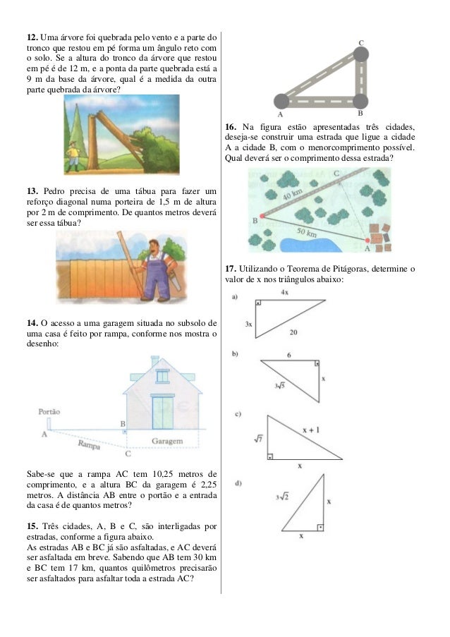 Exercícios Do Teorema De Pitágoras
