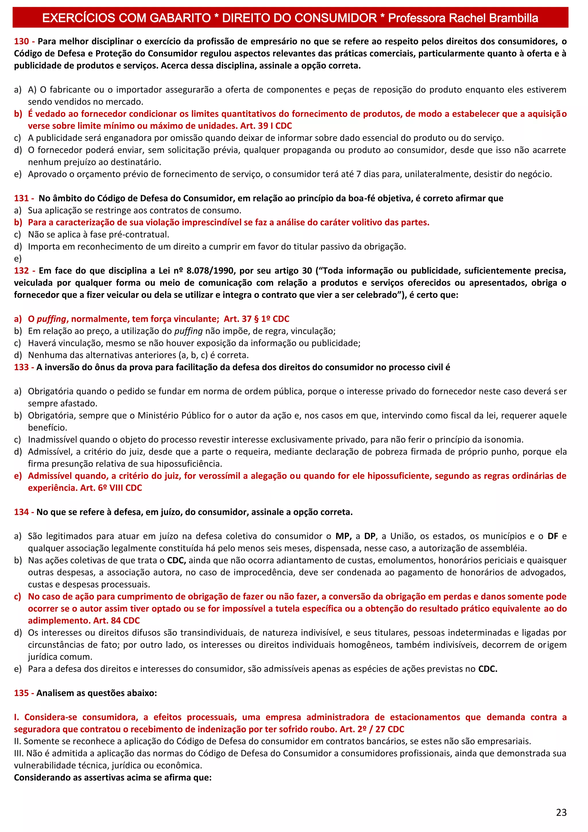 Exercícios com gabarito vertical | DOCX