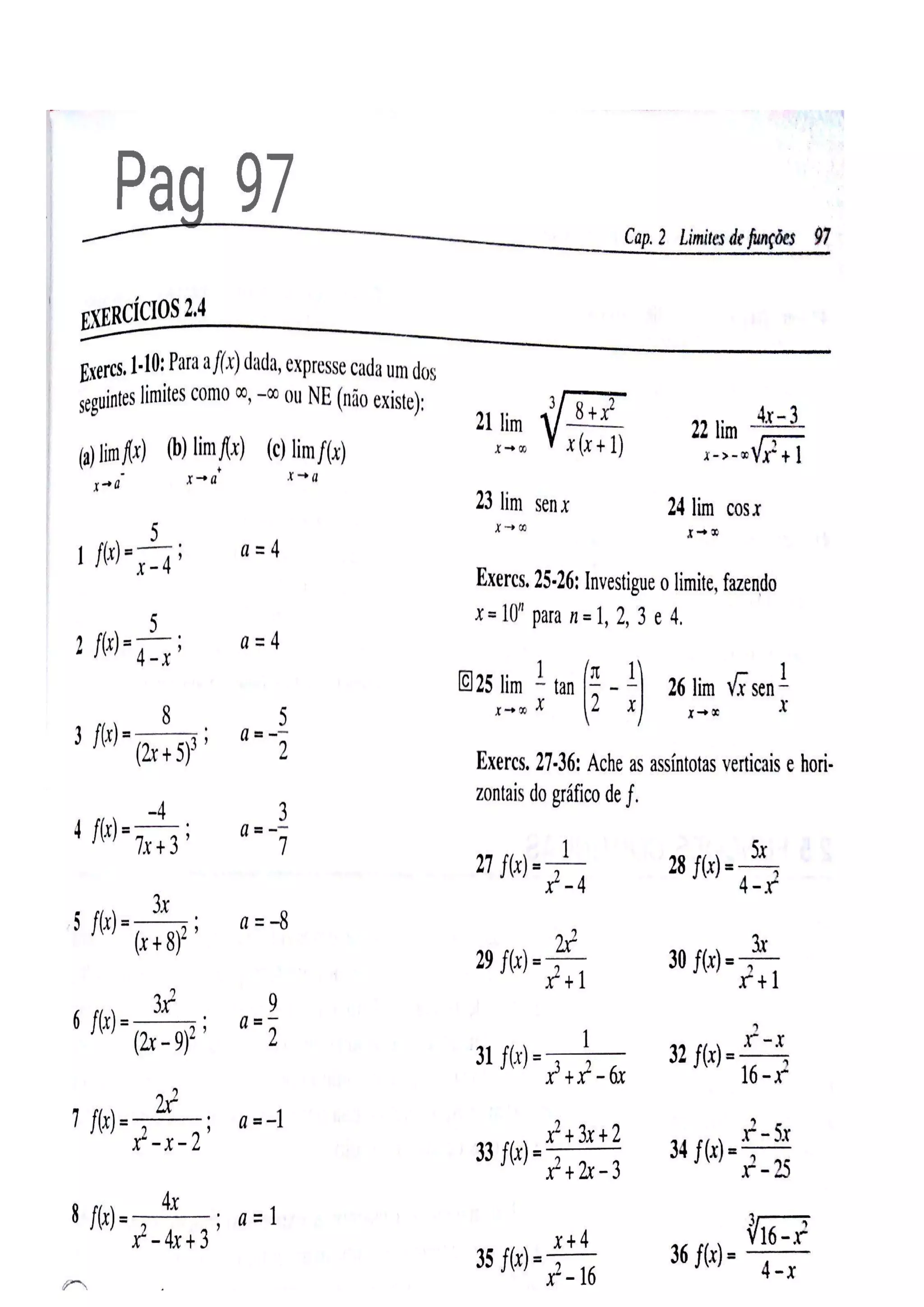 Exercícios de calculo 1 limites | PDF