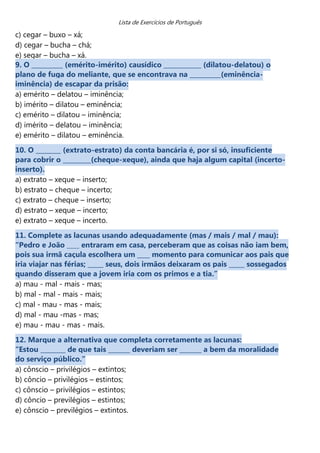 Exercícios de português | PDF