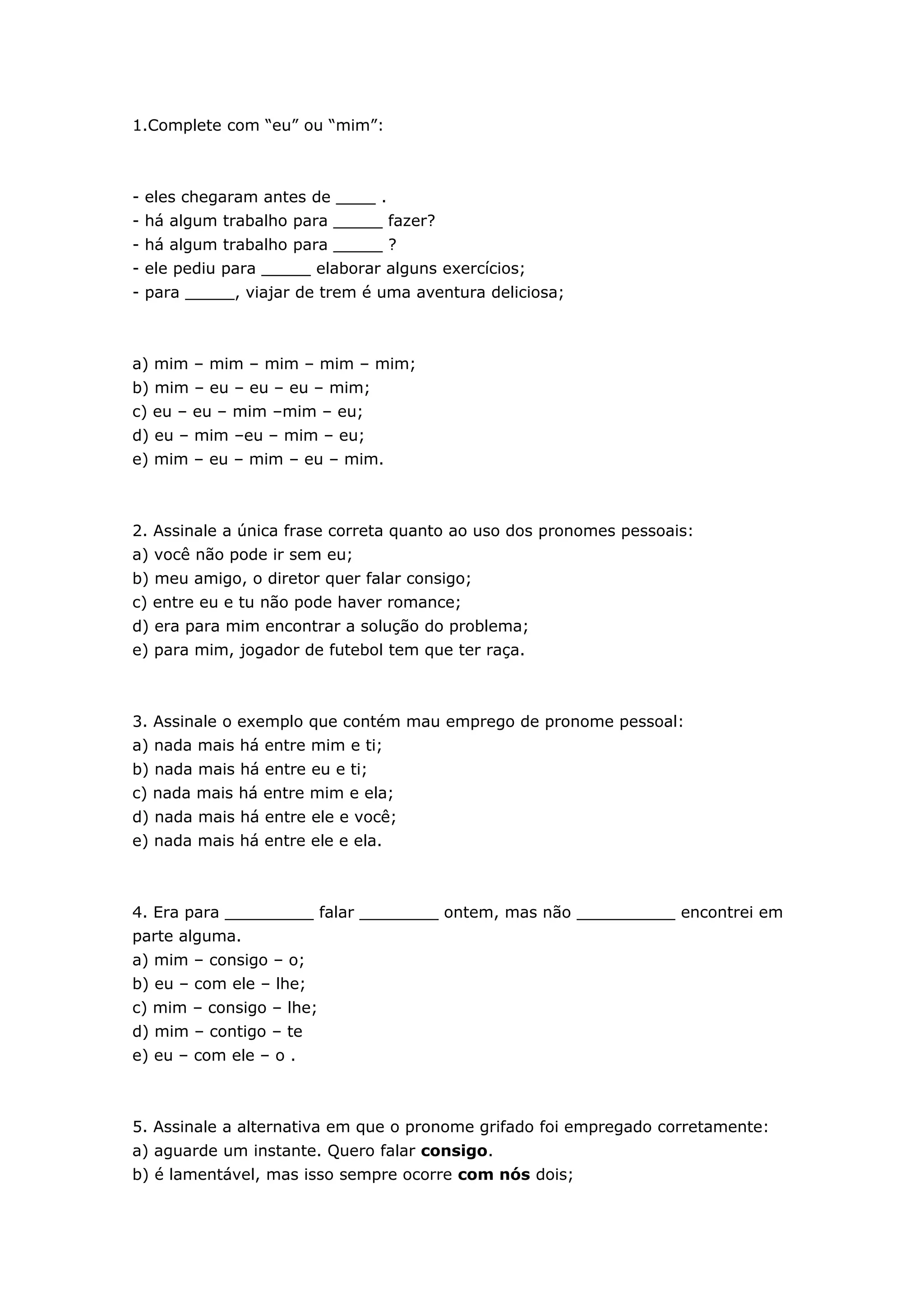 Exercícios pronomes com gabarito | PDF