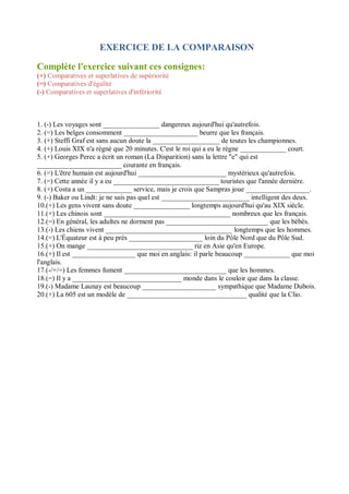 Exercice comparaison | PDF