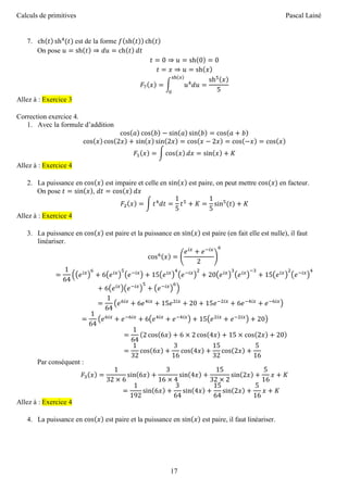 Exercices calculs de_primitives | PDF