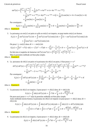 Exercices calculs de_primitives | PDF