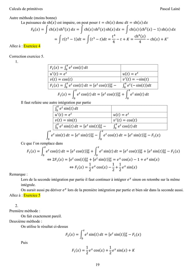 Exercices calculs de_primitives | PDF
