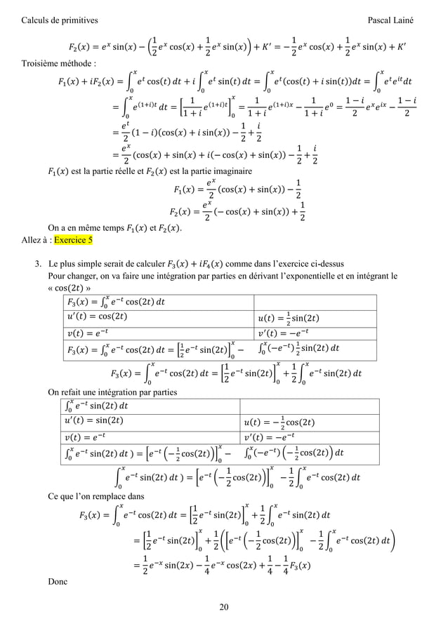 Exercices calculs de_primitives | PDF