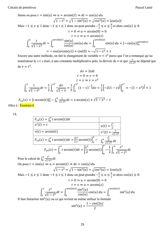 Exercices calculs de_primitives | PDF