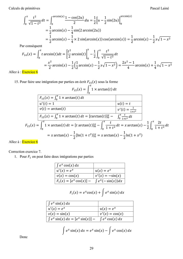 Exercices calculs de_primitives | PDF