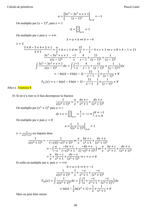 Exercices calculs de_primitives | PDF