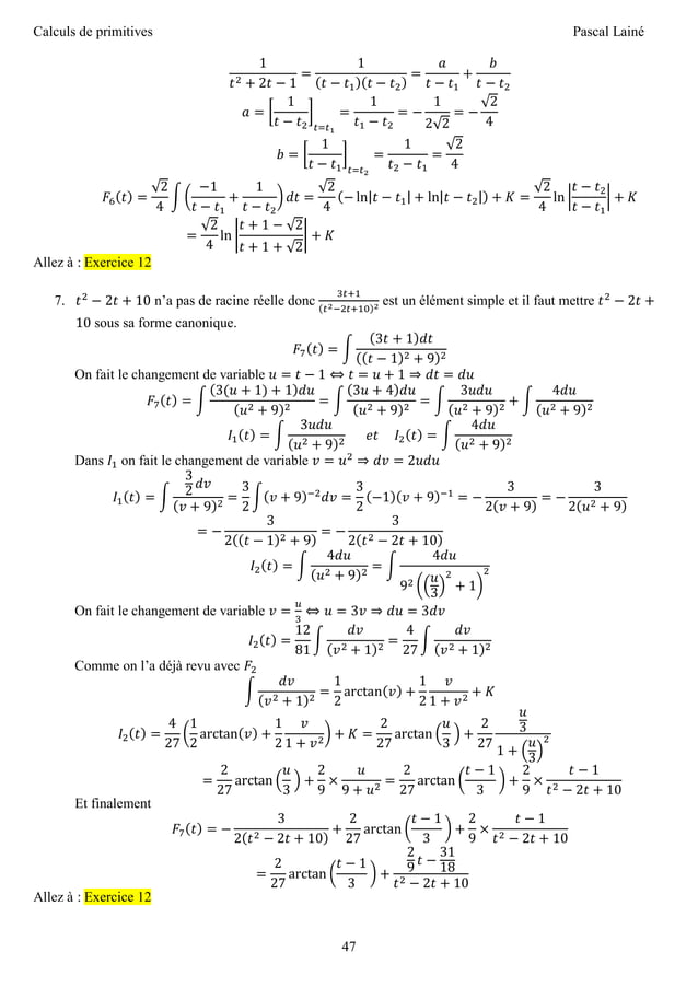 Exercices calculs de_primitives | PDF