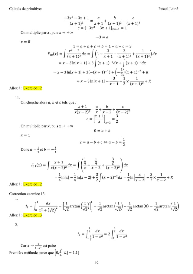 Exercices calculs de_primitives | PDF