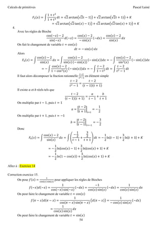 Exercices calculs de_primitives | PDF