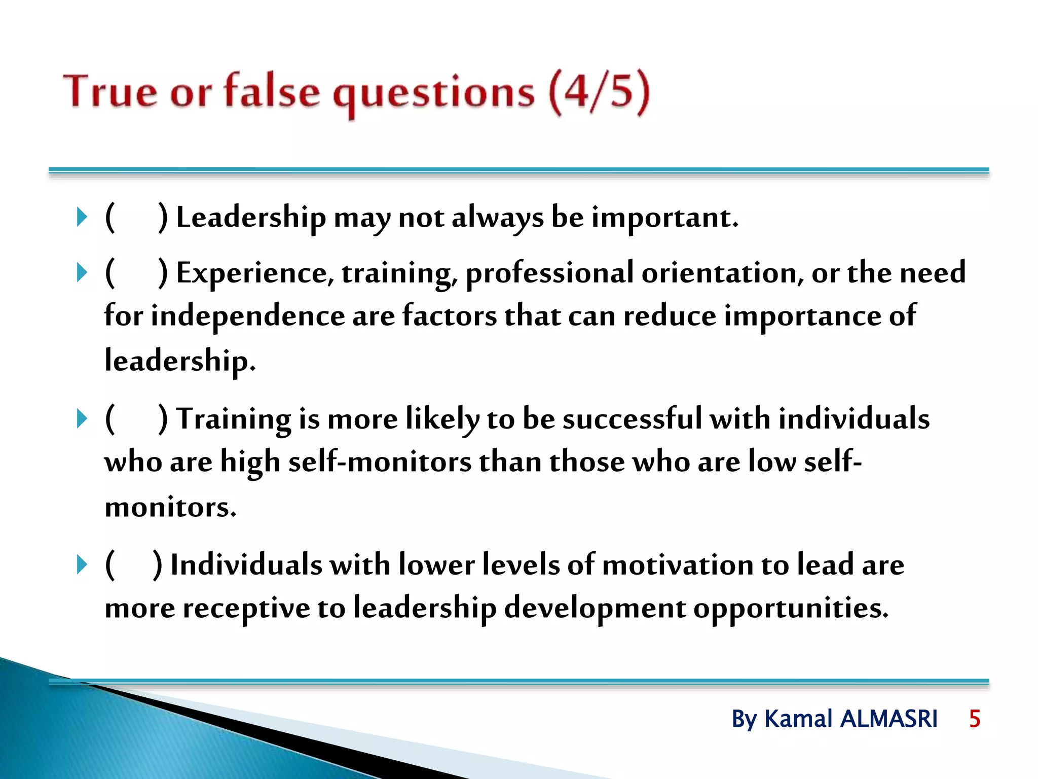 Exercices Chapter 17 Leadership | Ppt