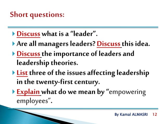 Exercices Chapter 17 Leadership | Ppt