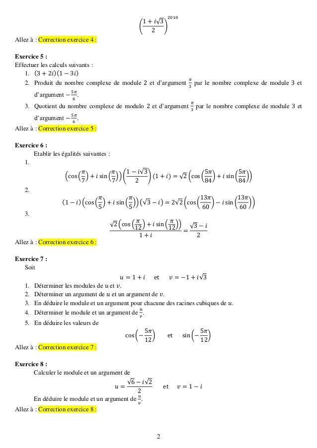 Exercices corriges nombres_complexes Exercices corriges nombres_complexes