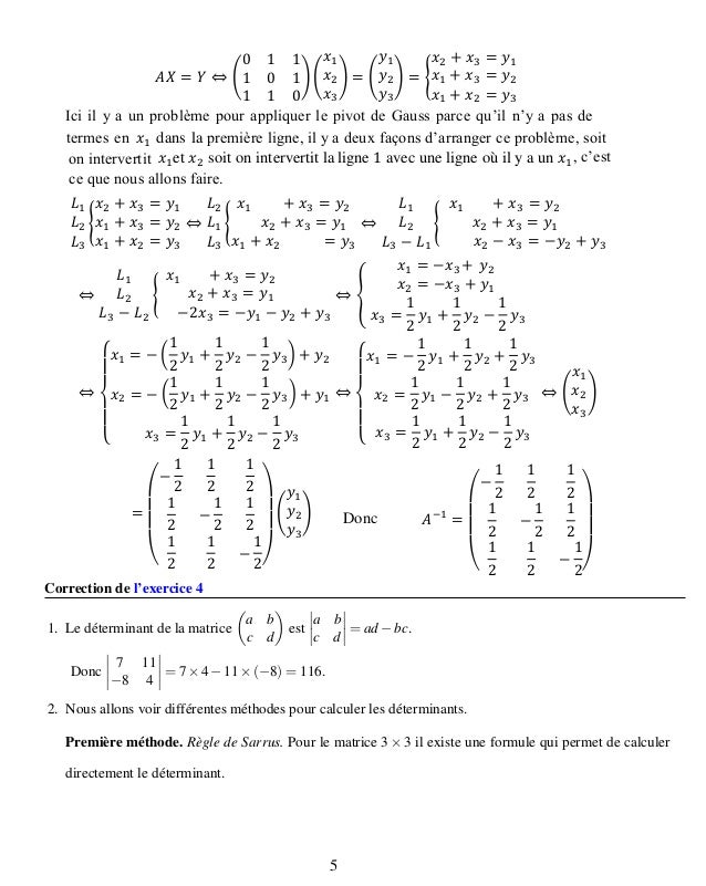 les matrices cours