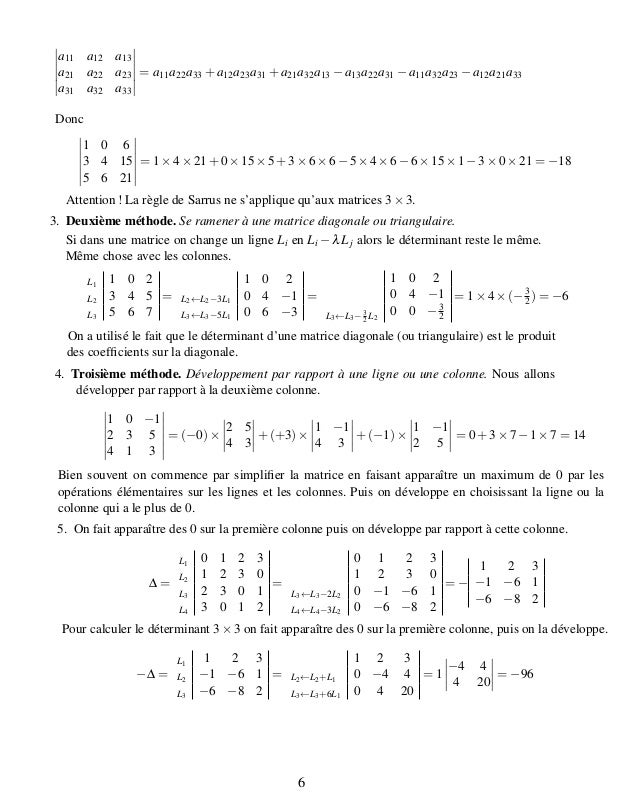 calcul matriciel cours et exercices corrigés pdf