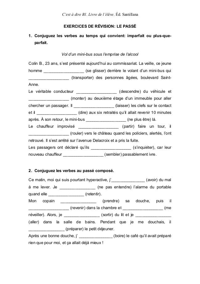 Passe compose imparfait et plus que parfait exercices - qleroyahoo