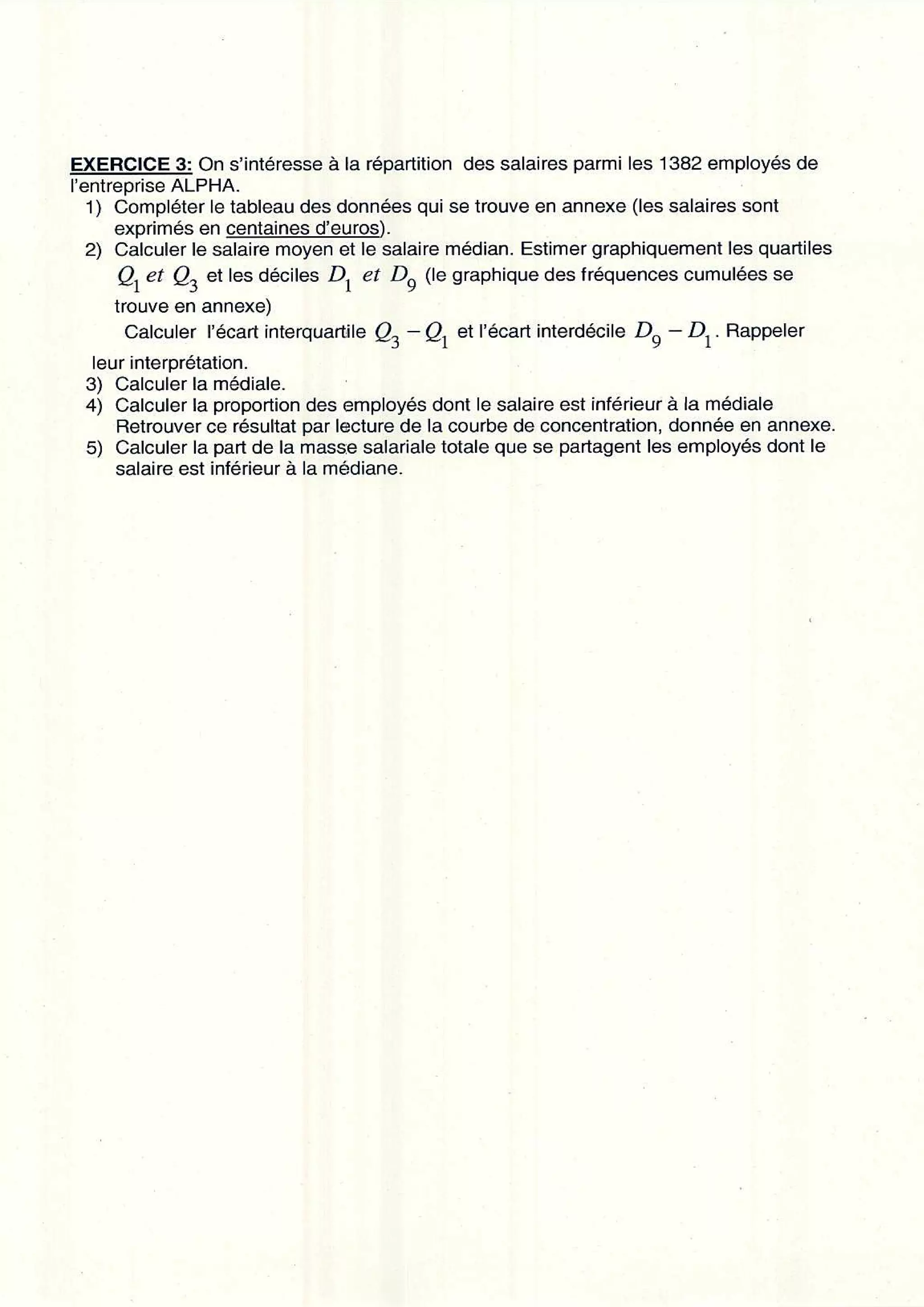 Exercices de stat. descriptive | PDF